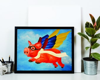 Flying Pig Print | Etsy