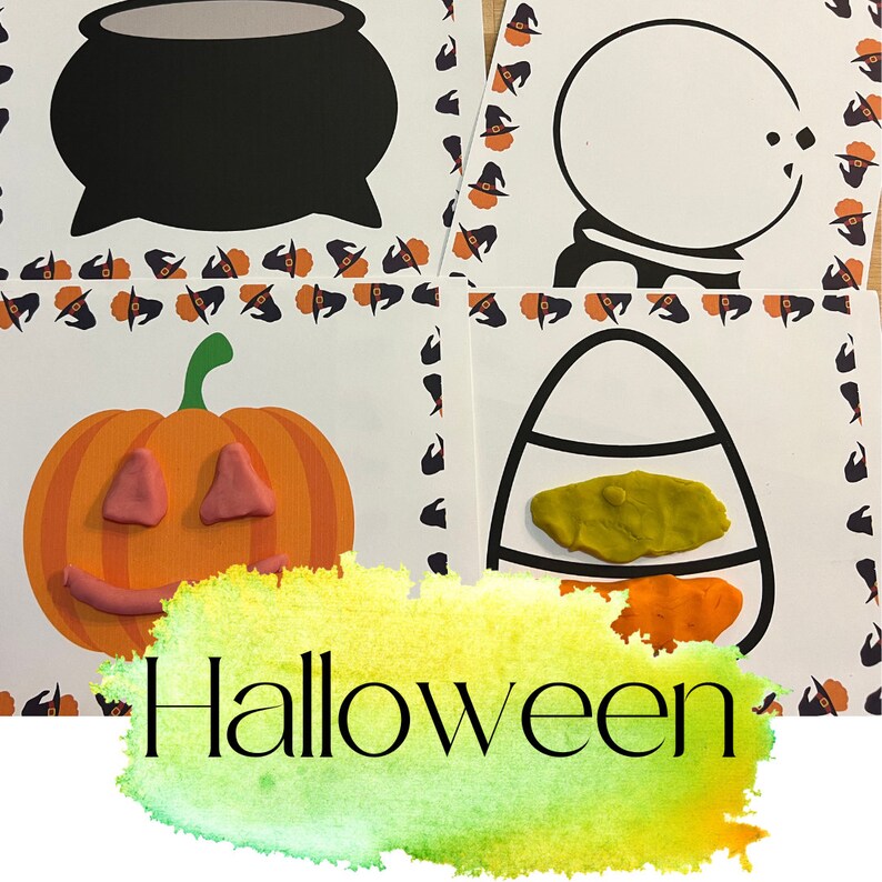 Fall and Halloween Play Dough Mats - Etsy