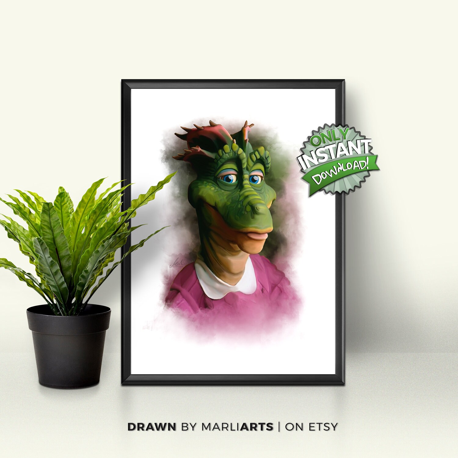 Dinosaurs Fran Sinclair TV Artwork Handmade Printable | Etsy