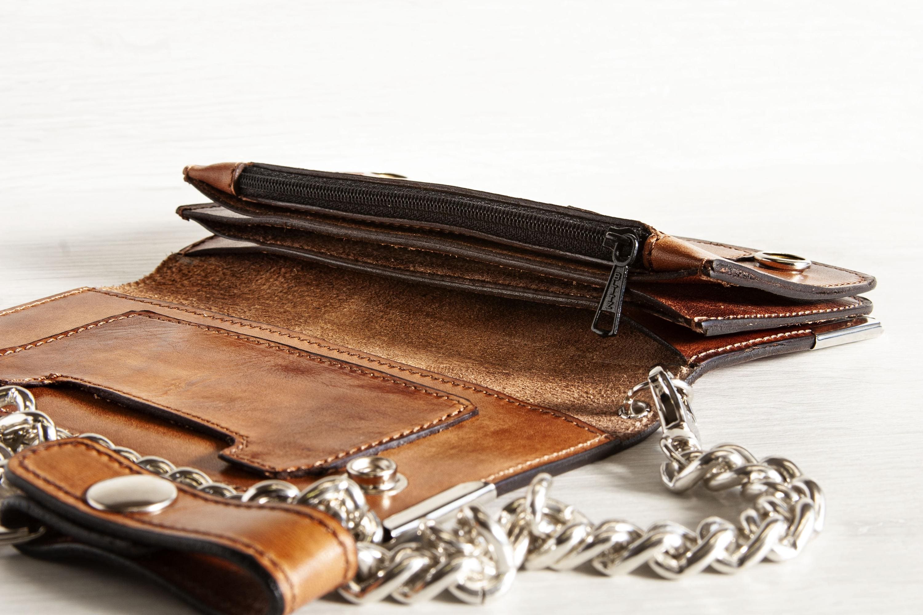Custom Biker Wallet With Chain, Handmade Leather Motorcycle Wallet ...