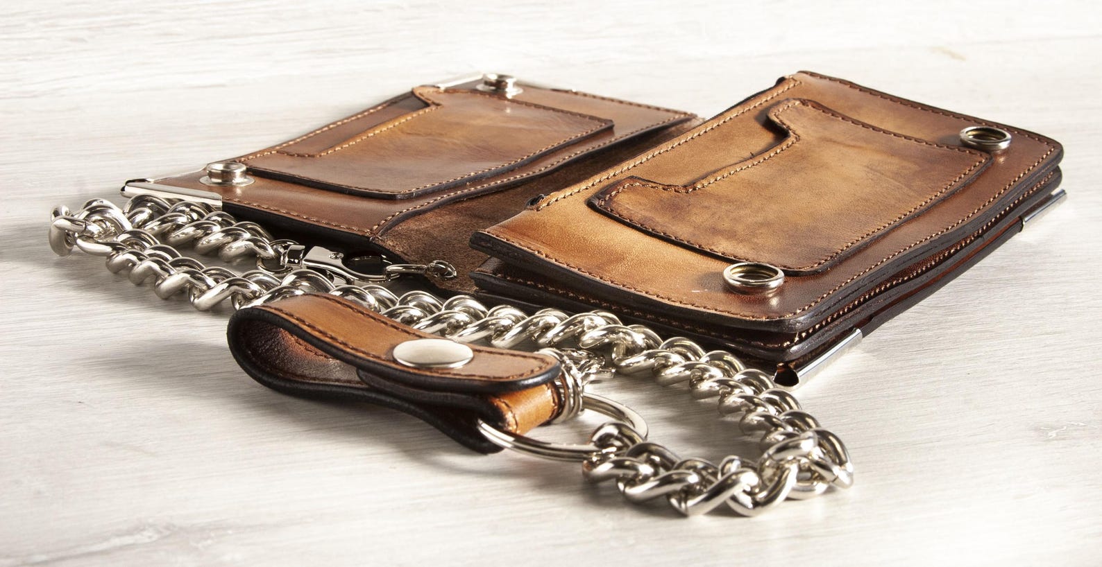 Custom Biker Wallet With Chain, Handmade Leather Motorcycle Wallet ...