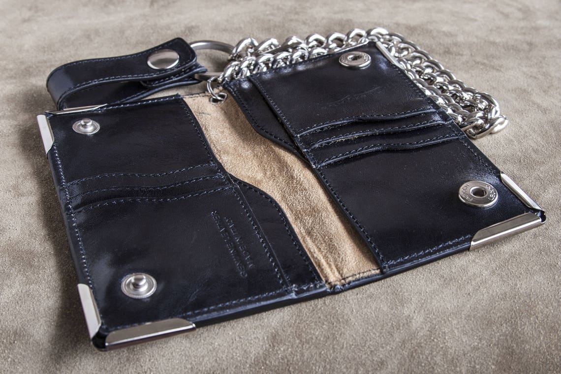 Leather Motorcycle Wallet With Chain - Etsy