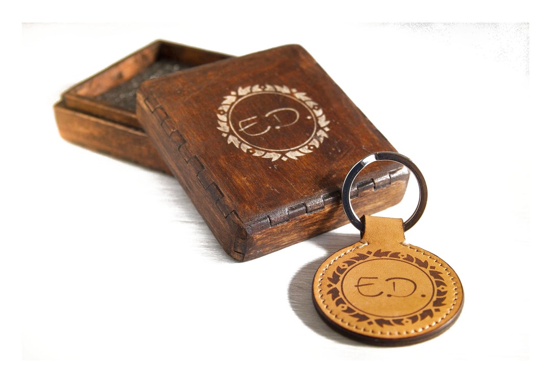 Personalized Leather Key Ring With Laser Engraved Initials Suitable for ...