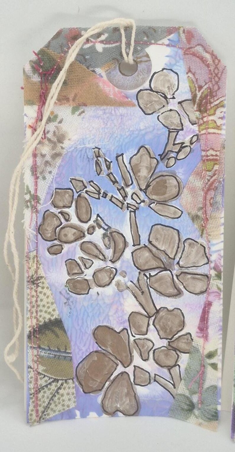 Handmade Paper Tags Decorated With Fabric Snippet : Junk Journal ...