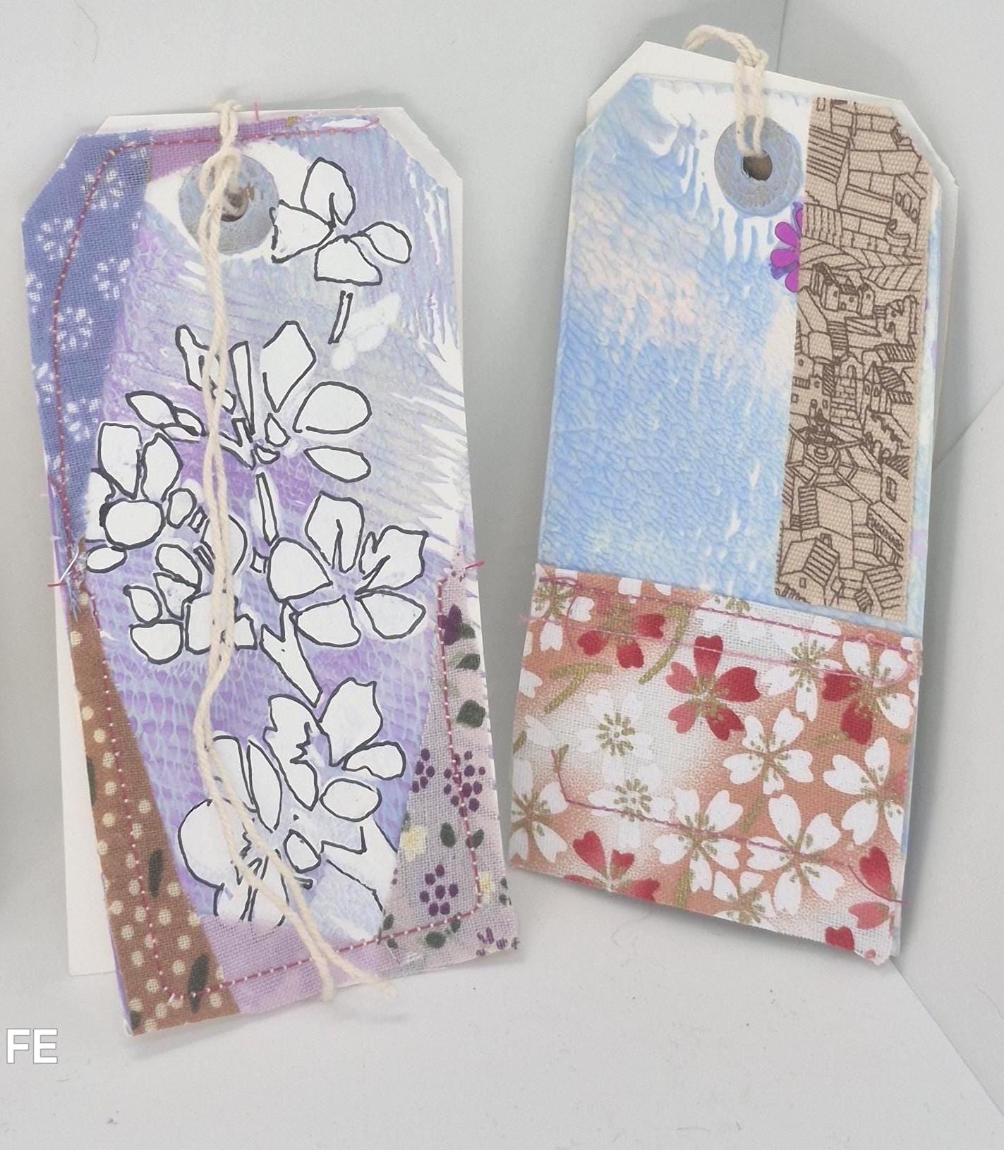 Handmade Paper Tags Decorated With Fabric Snippet : Junk Journal ...