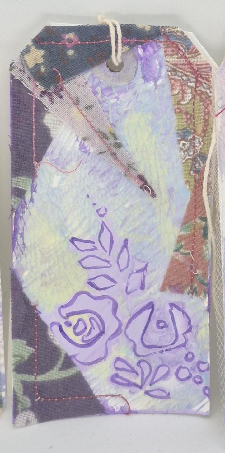 Handmade Paper Tags Decorated With Fabric Snippet : Junk Journal ...