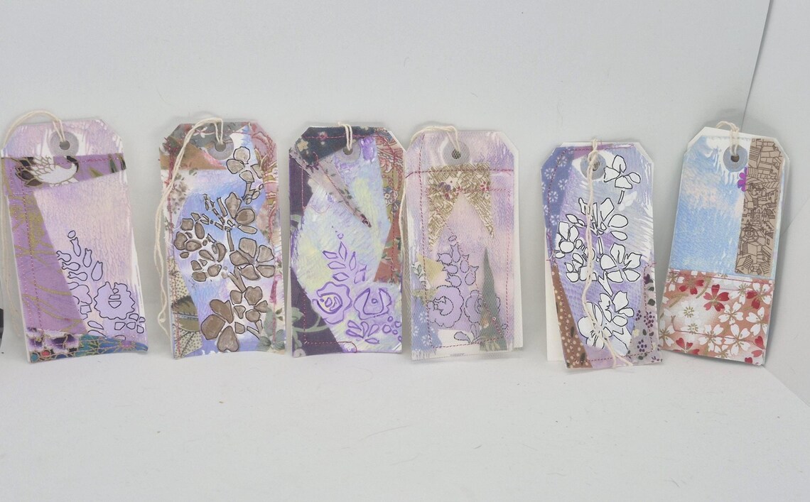 Handmade Paper Tags Decorated With Fabric Snippet : Junk Journal ...
