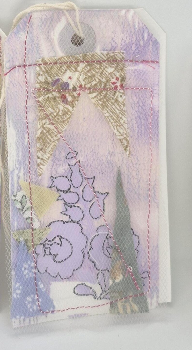 Handmade Paper Tags Decorated With Fabric Snippet : Junk Journal ...