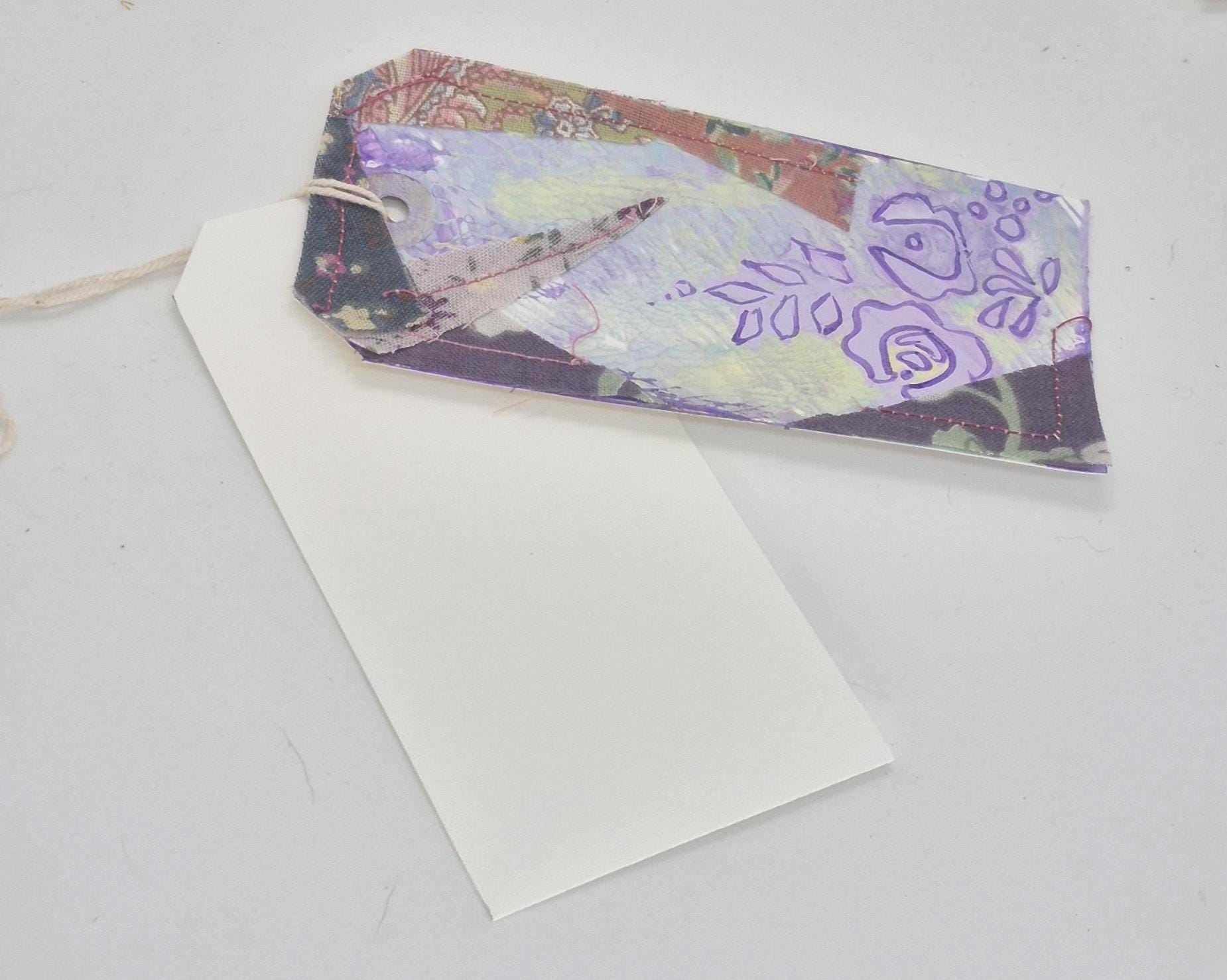 Handmade Paper Tags Decorated With Fabric Snippet : Junk Journal ...