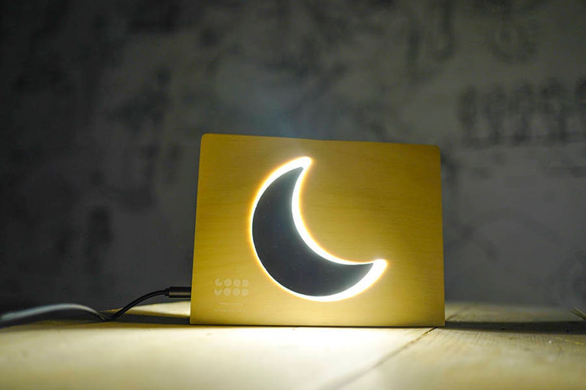Moon Lamp With Sensor Switch Made From Plywood Night Light | Etsy