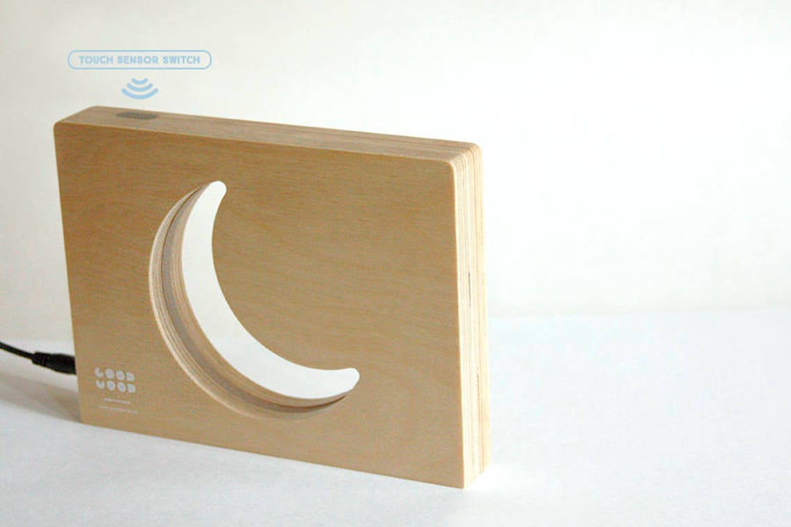 Moon Lamp With Sensor Switch Made From Plywood Night Light - Etsy