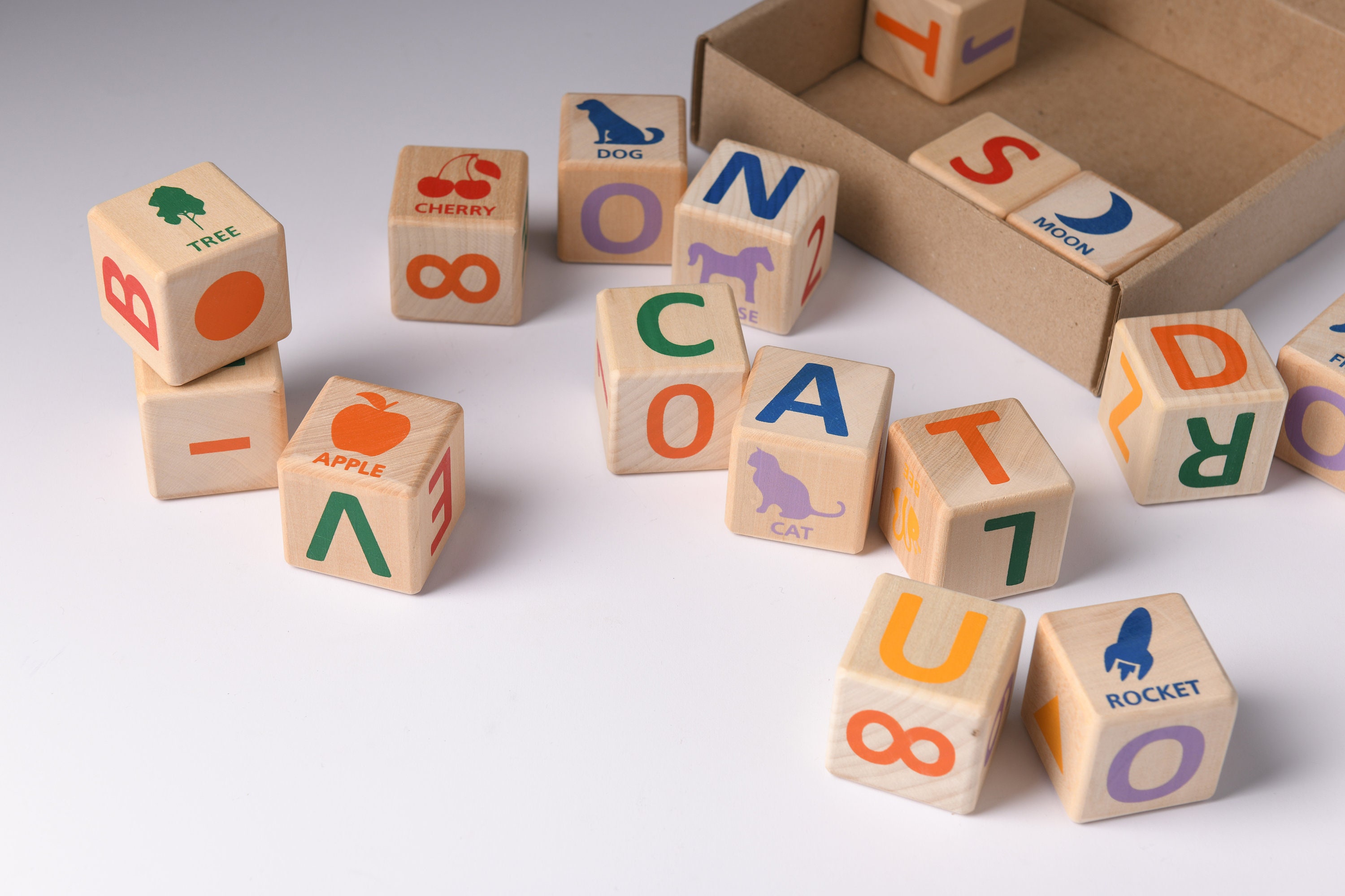 Wooden Alphabet ABC Blocks ABS Blocks Wooden Letter Blocs - Etsy