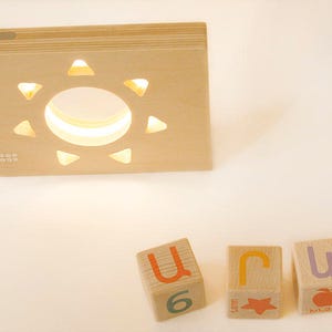 Night Light Sun Wooden Night Lamp LED Lamp Desk Light Desk Lamp - Etsy