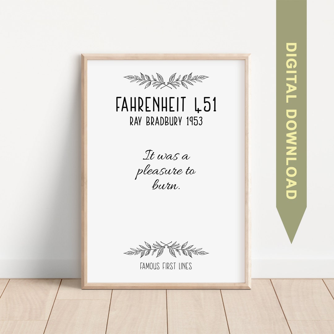 Famous First Lines Ray Bradbury Fahrenheit 451 Instant - Etsy