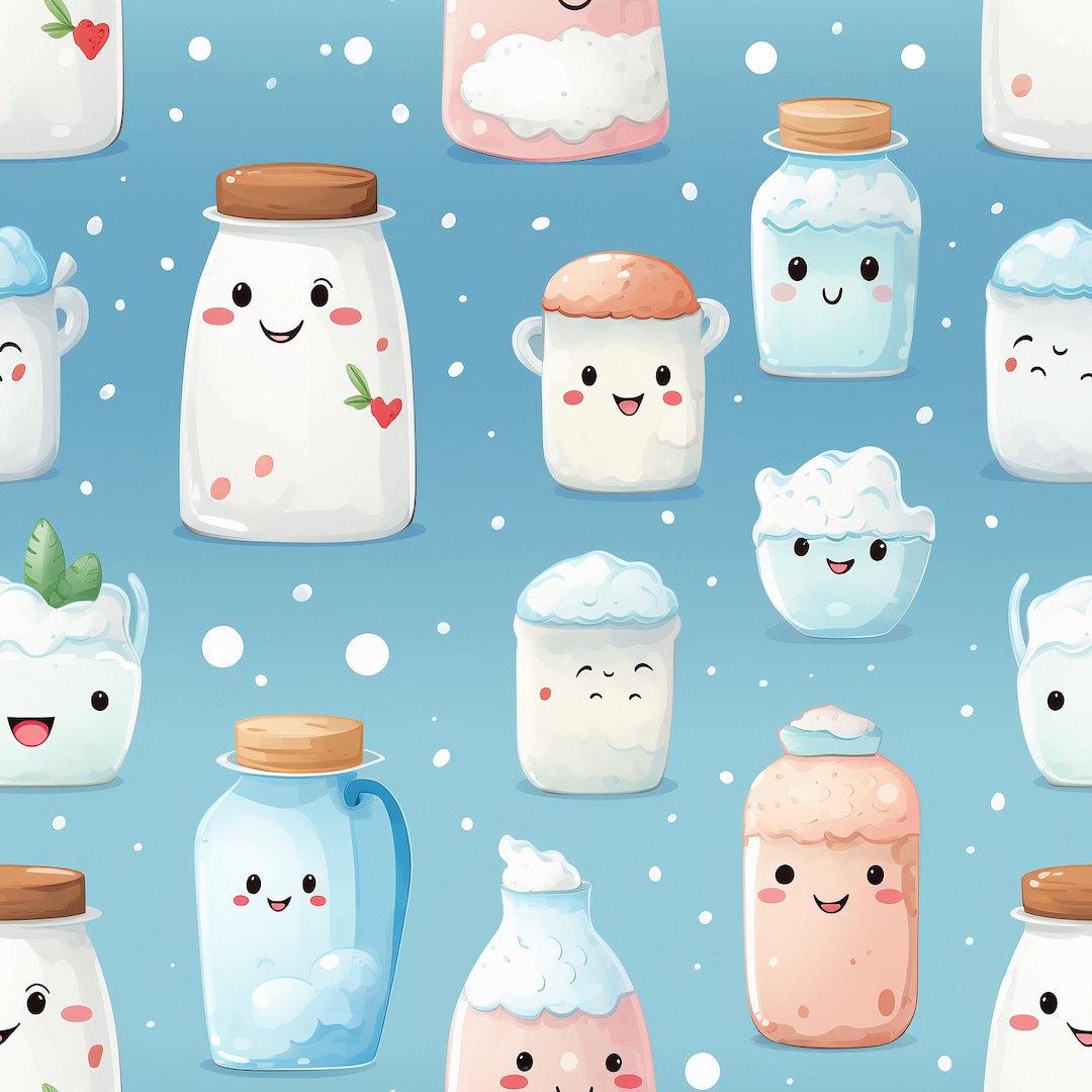 Seamless Pattern, Cute Milk Bottle, Watercolor - Etsy