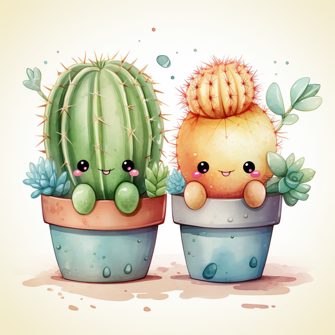 Clipart Cute Cactus Watercolor 3 JPEG - Etsy