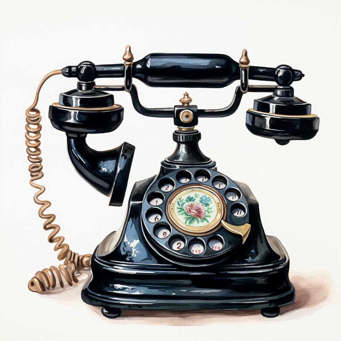 Clipart Vintage Telephone Watercolor 3 JPEG - Etsy