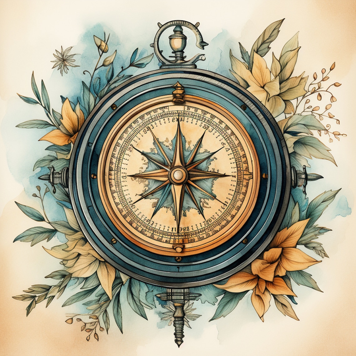 Clipart Old Compass Watercolor 3 JPEG - Etsy