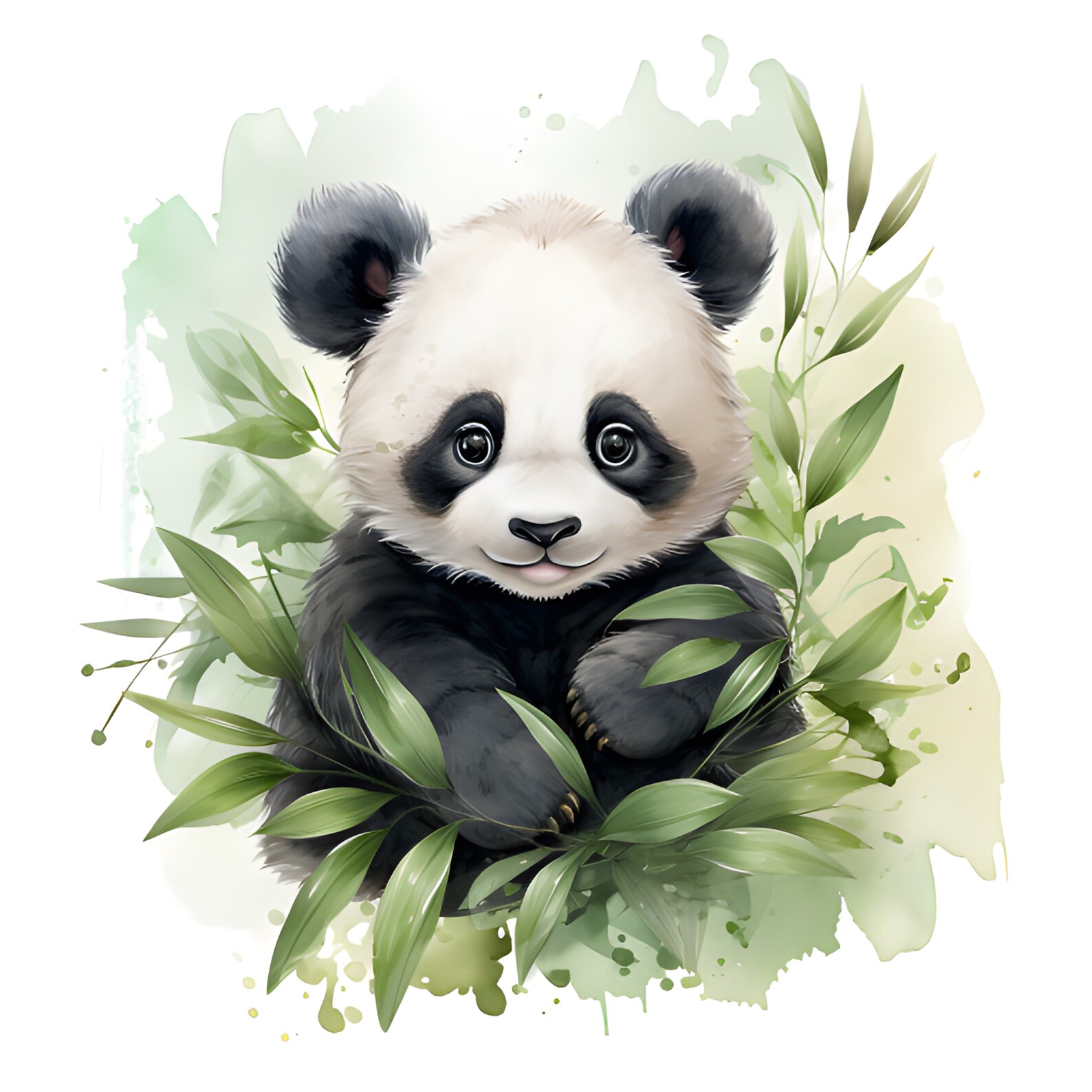 Clipart Cute Panda Watercolor 3 Hi-res JPEG - Etsy