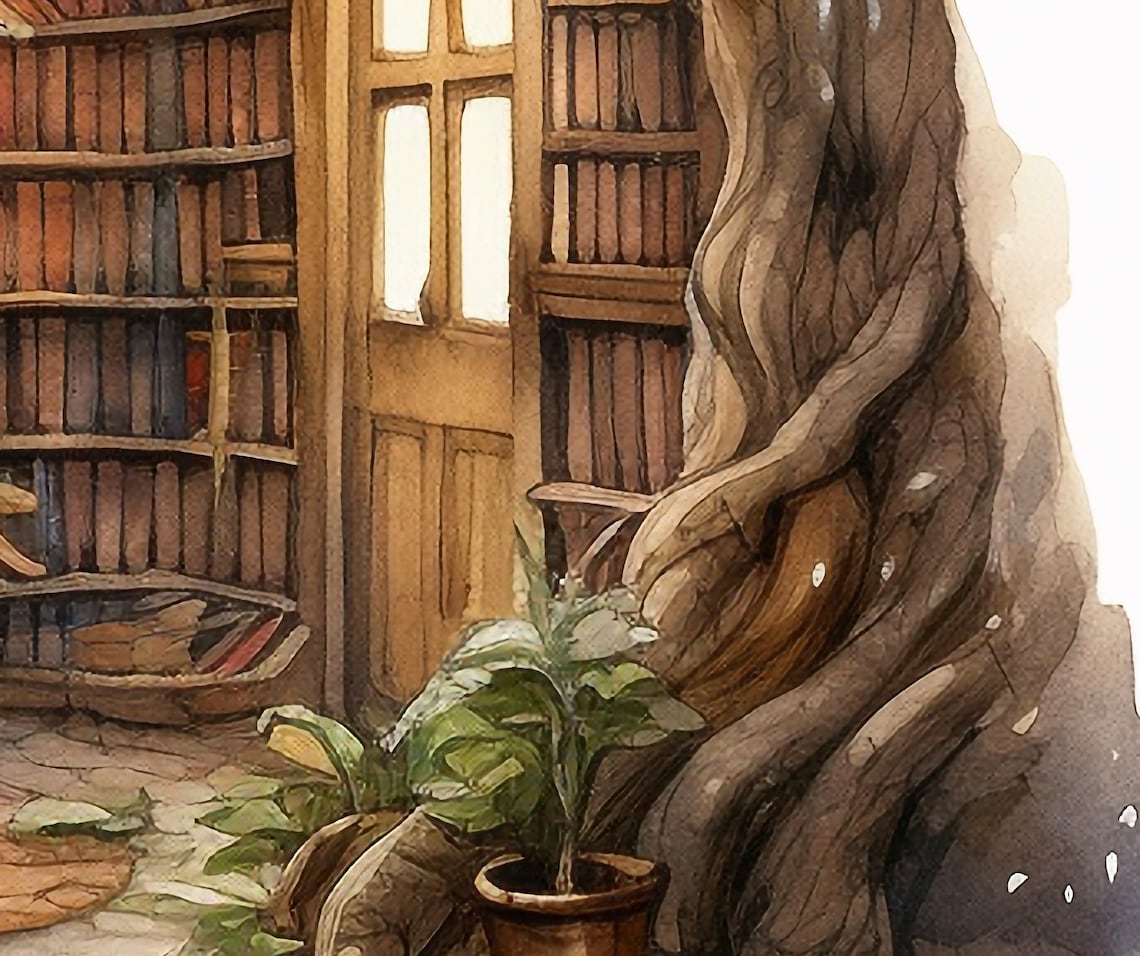 Clipart Library, Tree, Books, Sofa, Watercolor, Hi-res JPEG - Etsy