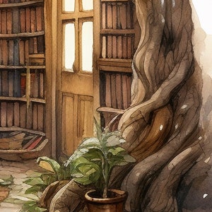 Clipart Library, Tree, Books, Sofa, Watercolor, Hi-res JPEG - Etsy