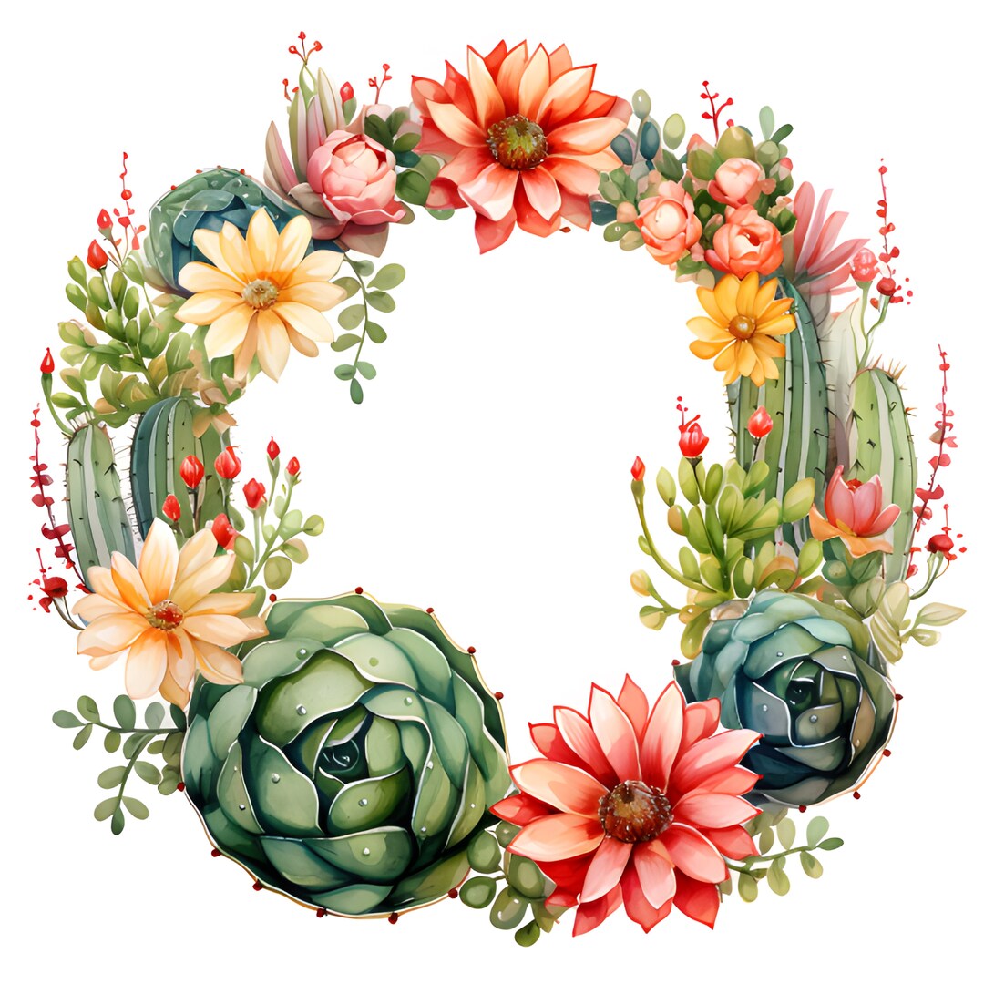 Clipart Cactus Flowers Logo 3 Hi-res JPEG - Etsy
