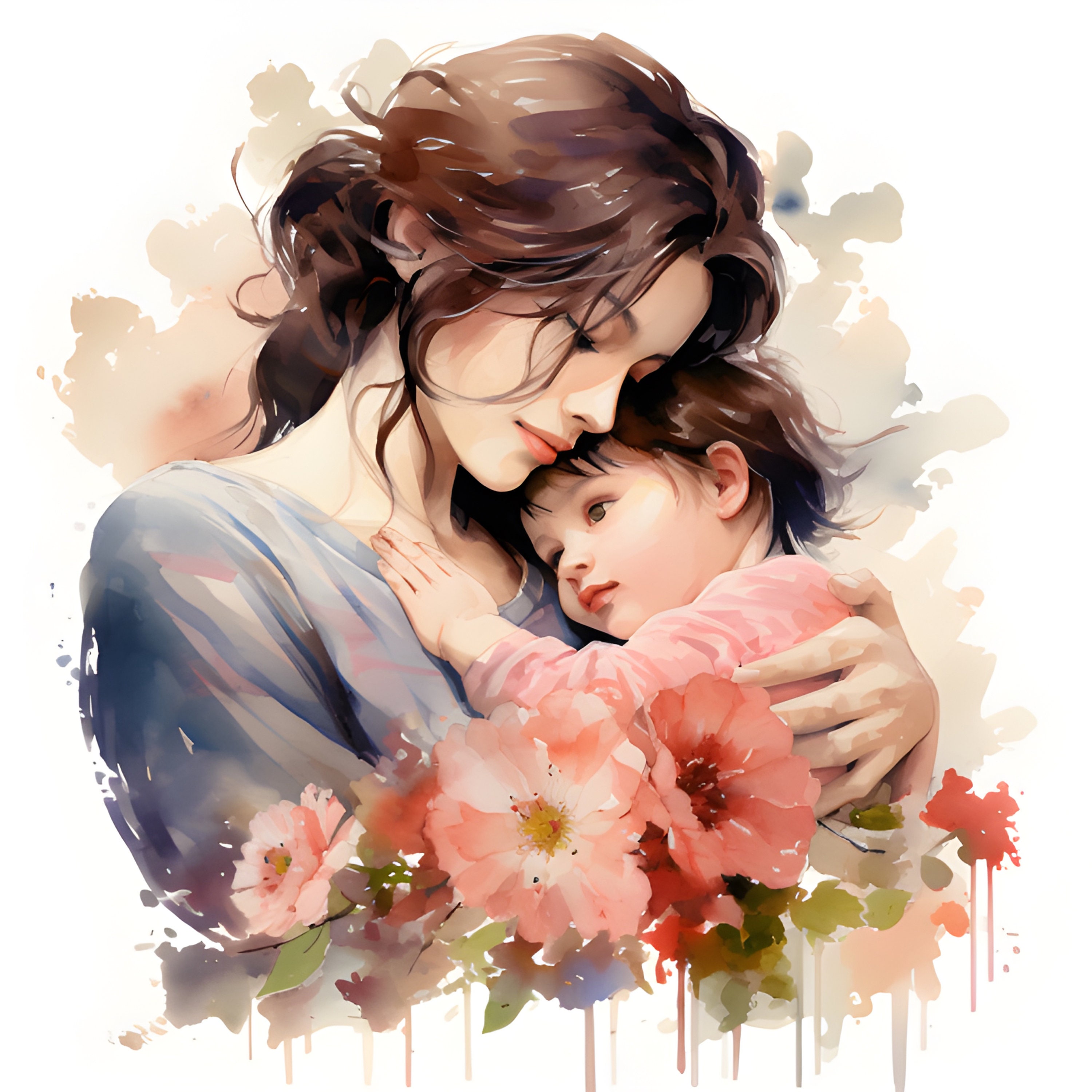 Clipart Mom and Baby, Mather, Family, Watercolor, 3 Hi-res JPEG - Etsy