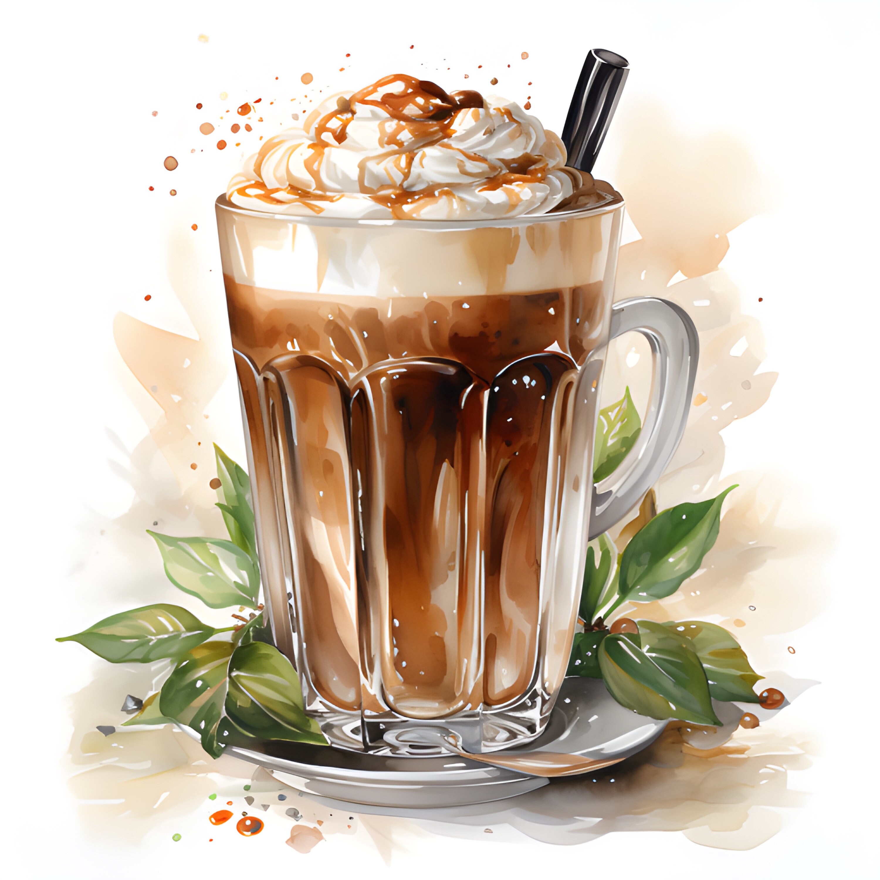 Clipart Latte Coffee, Delicious, Watercolor, 3 Hi-res JPEG - Etsy