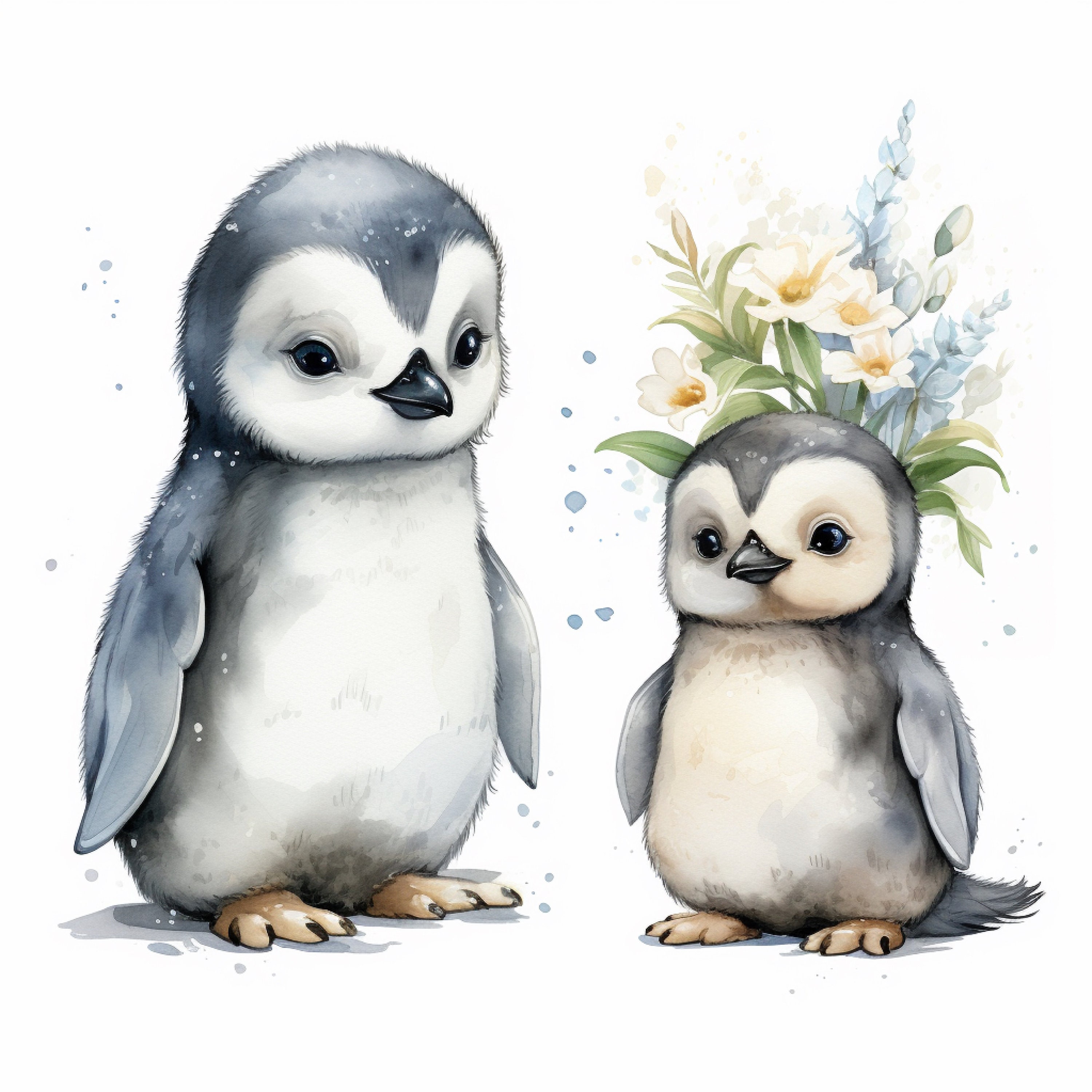 Clipart Cute Penguin Watercolor 3 JPEG - Etsy