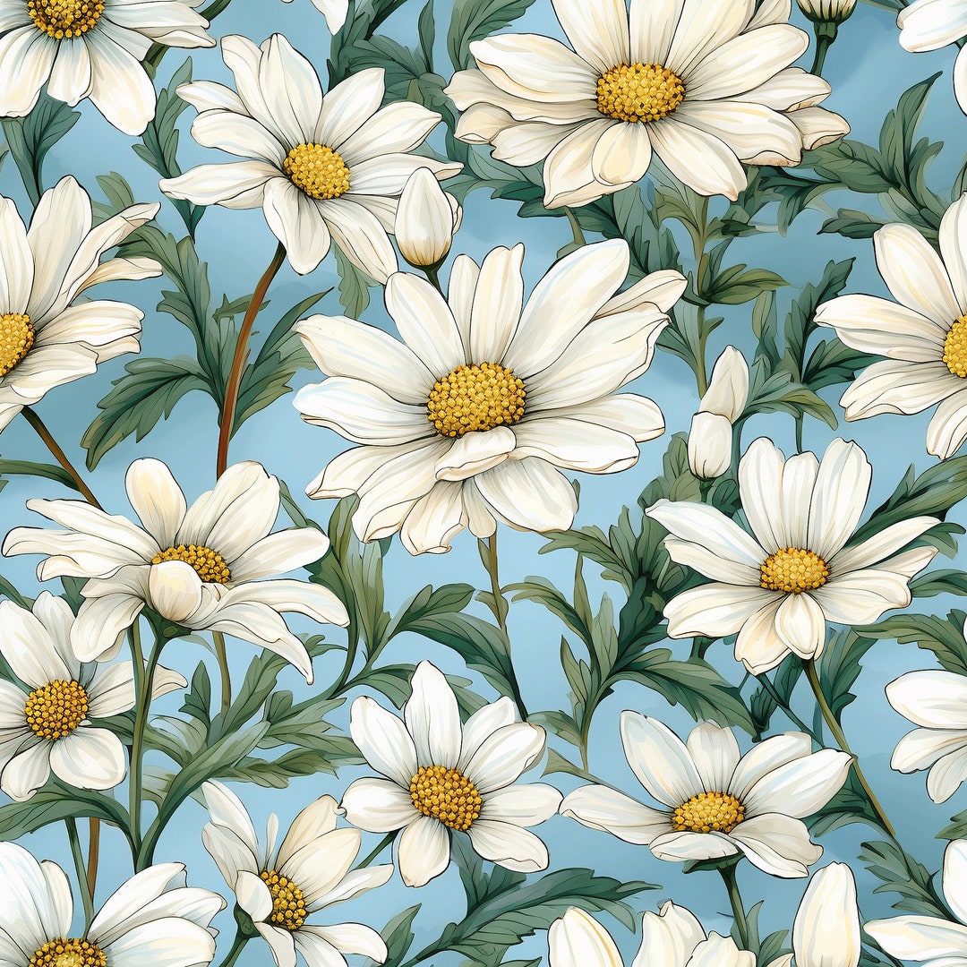 Seamless Pattern, Daisy, Flower, Watercolor - Etsy