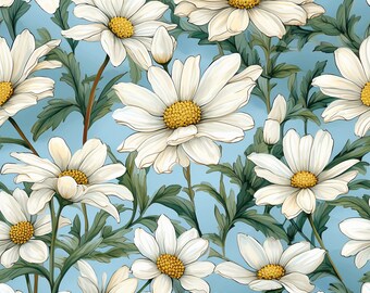 Watercolor Daisy's Seamless Pattern | PNG Format | Instant Download ...