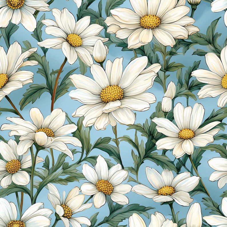 Seamless Pattern, Daisy, Flower, Watercolor - Etsy