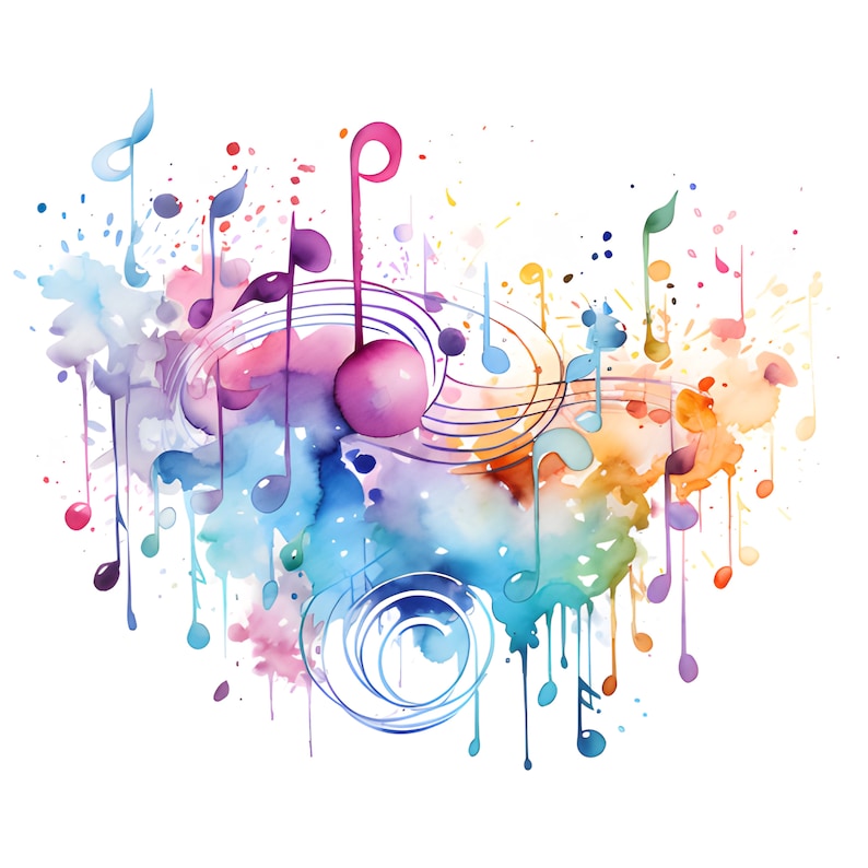 Clipart Music Note Watercolor 3 Hi-res JPEG - Etsy