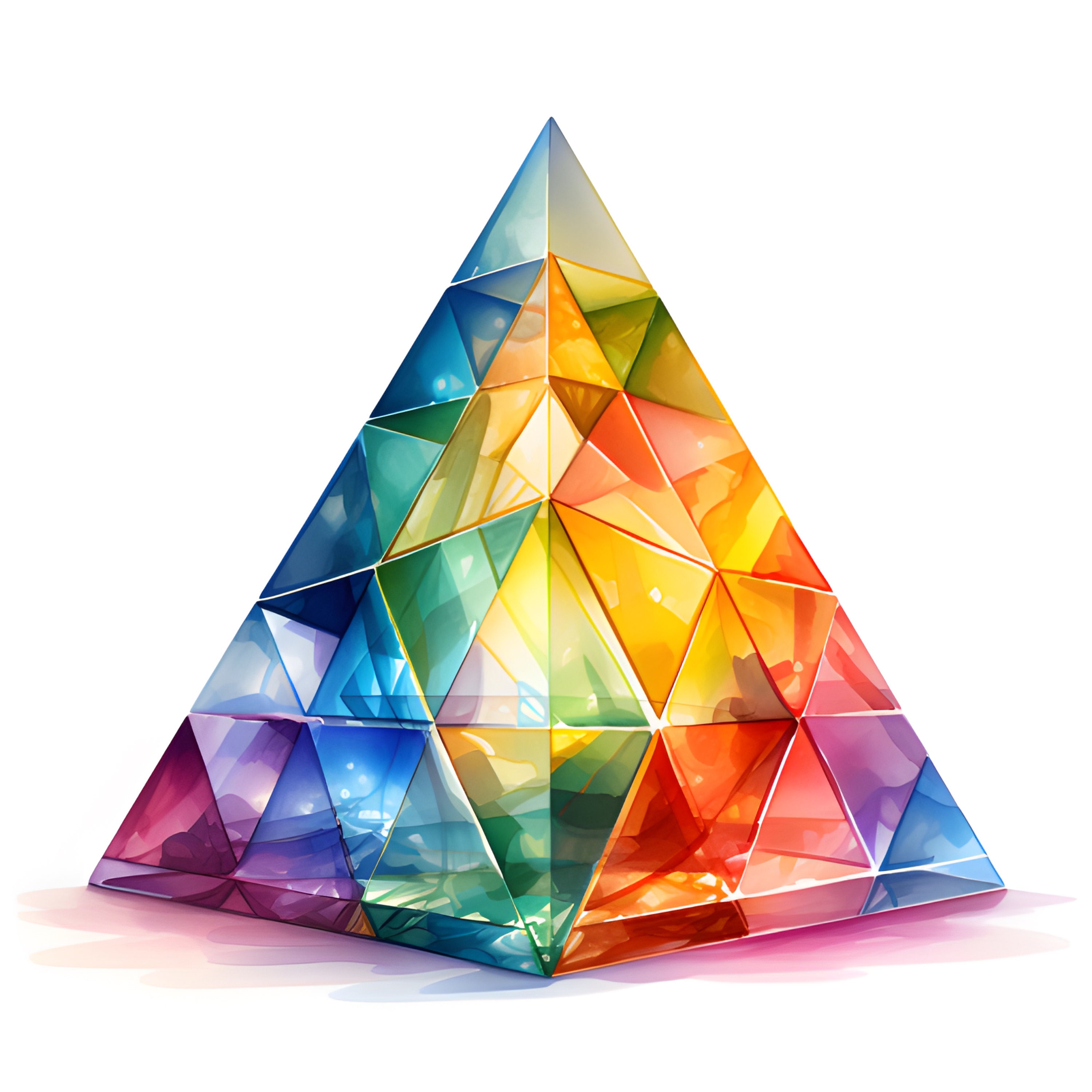 Clipart Pyramid Crystal Rainbow, Watercolor, 3 Hi-res JPEG - Etsy