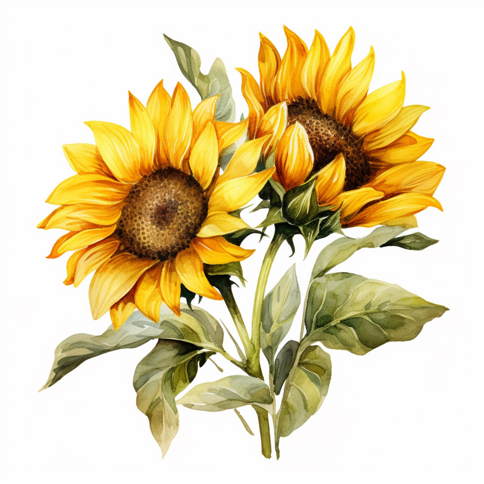 Clipart Sunflower Watercolor 3 JPEG - Etsy