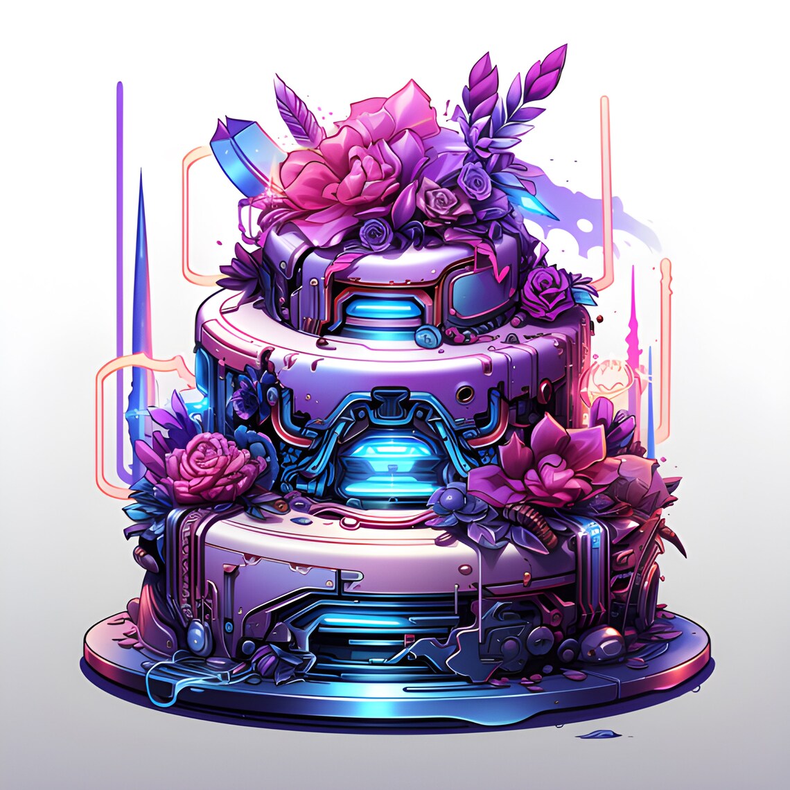 Clipart Birthday Cake Cyberpunk 3 Hi-res JPEG - Etsy