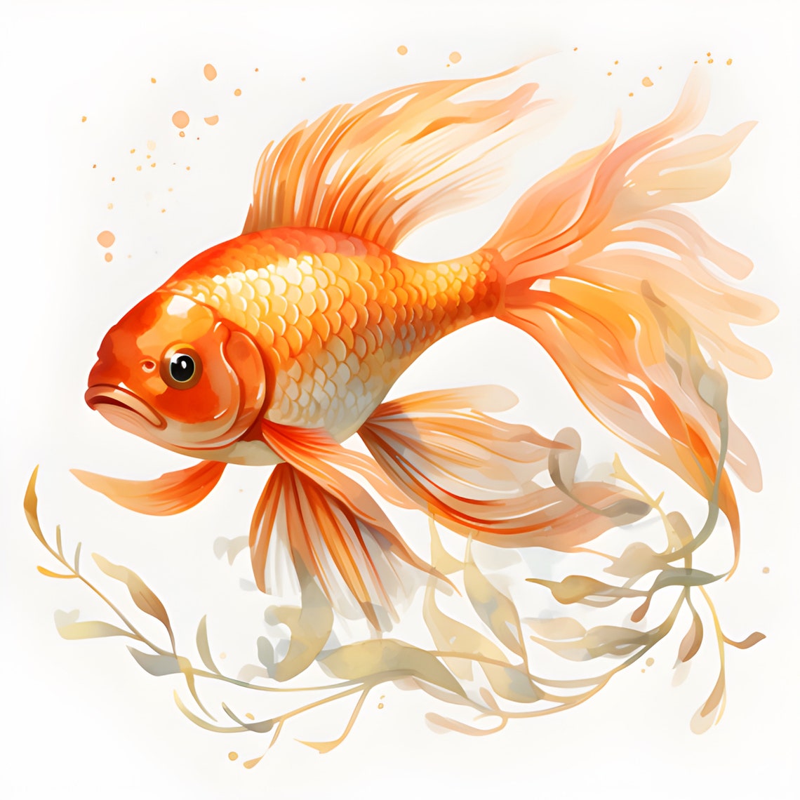 Clipart Goldfish 3 Hi-res JPEG - Etsy