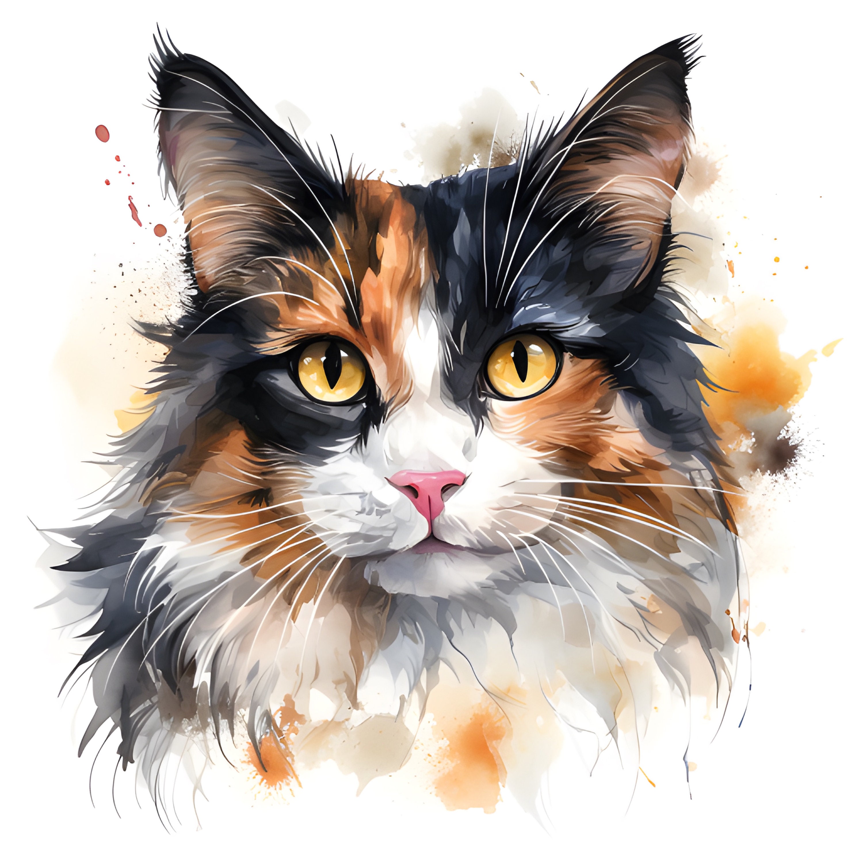 Clipart Calico Cat, Beautiful, Watercolor, 3 Hi-res JPEG - Etsy