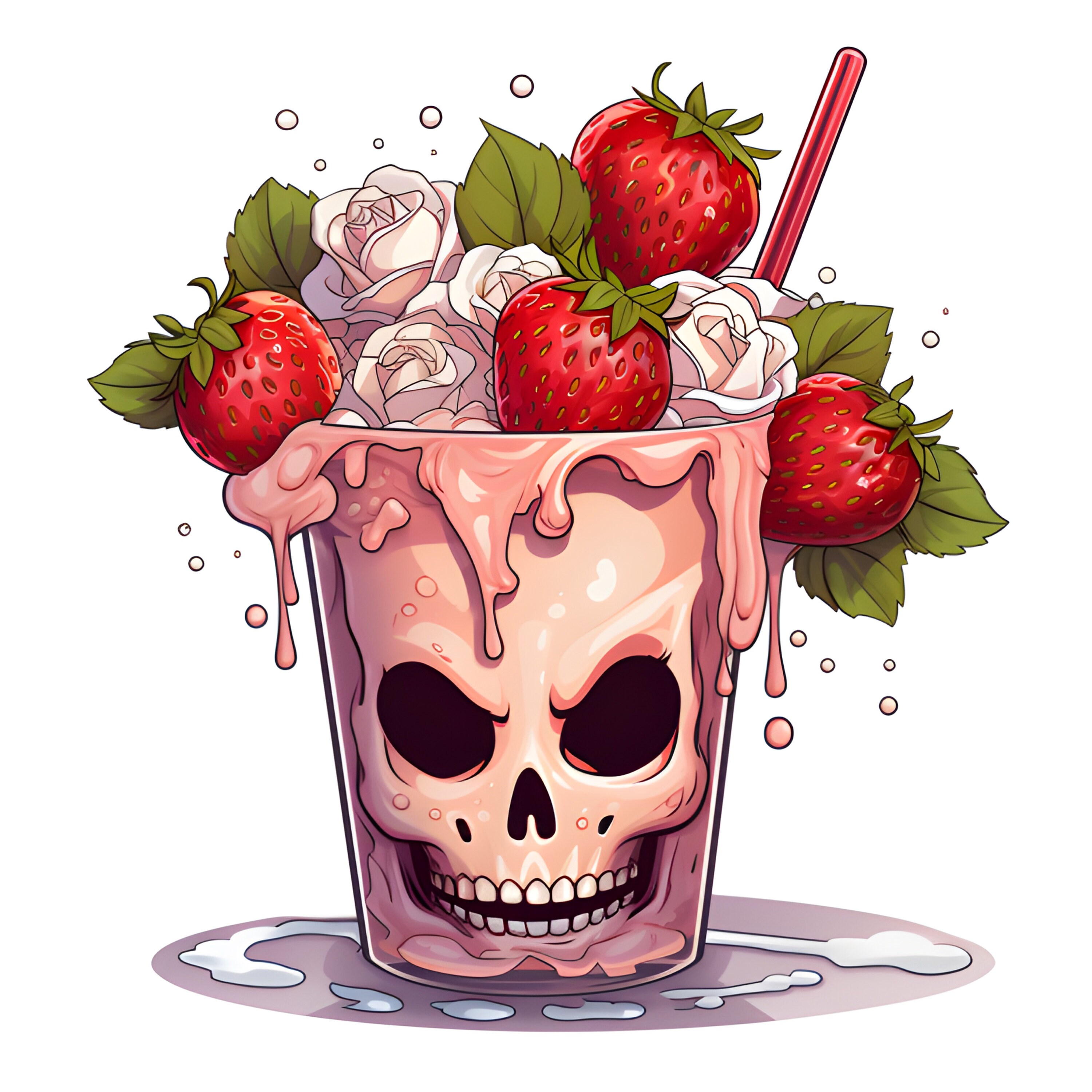 Clipart Strawberry Milkshake Monster 3 Hi-res JPEG - Etsy