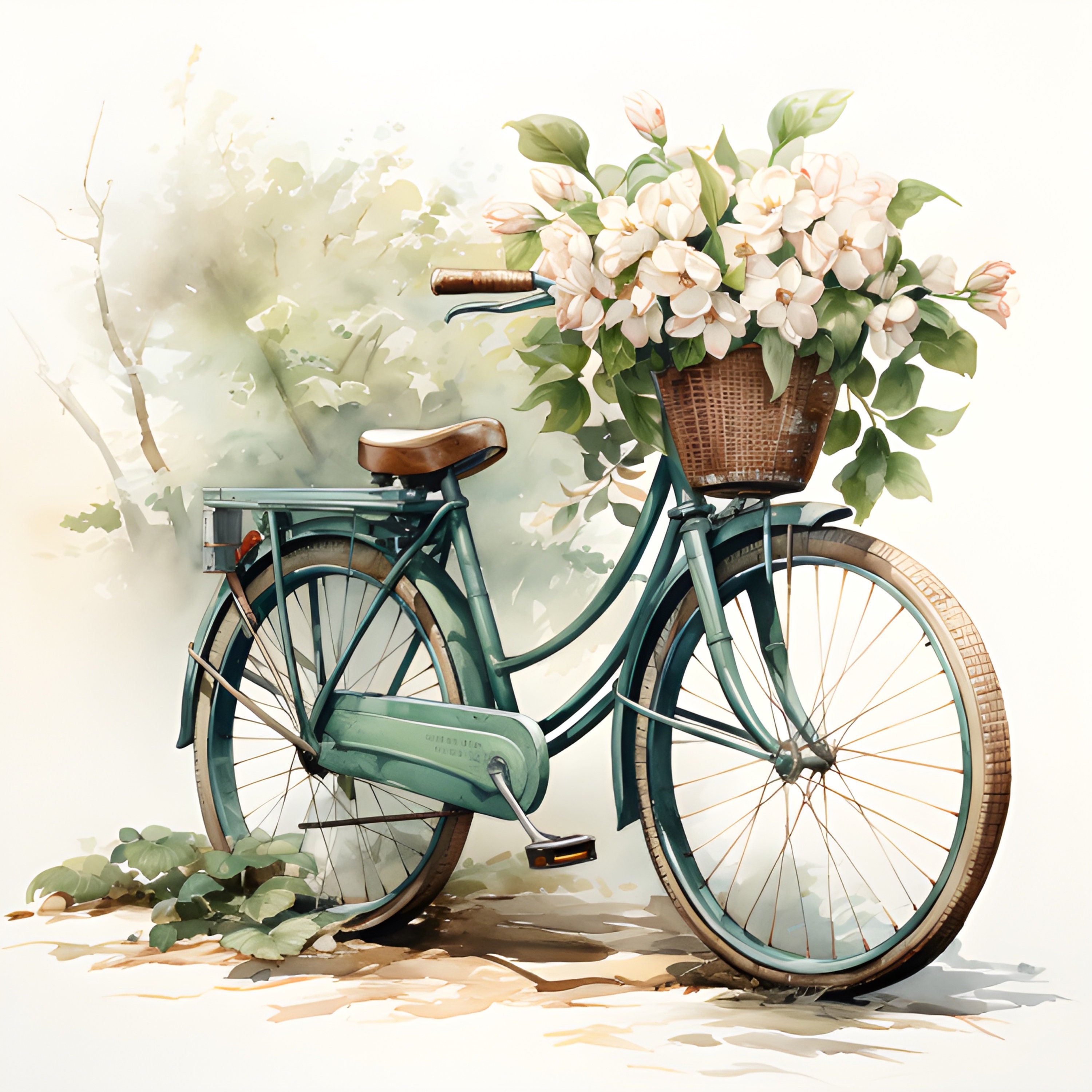 Clipart Old Bicycle, Vintage, Flowers, Watercolor, 3 Hi-res JPEG - Etsy