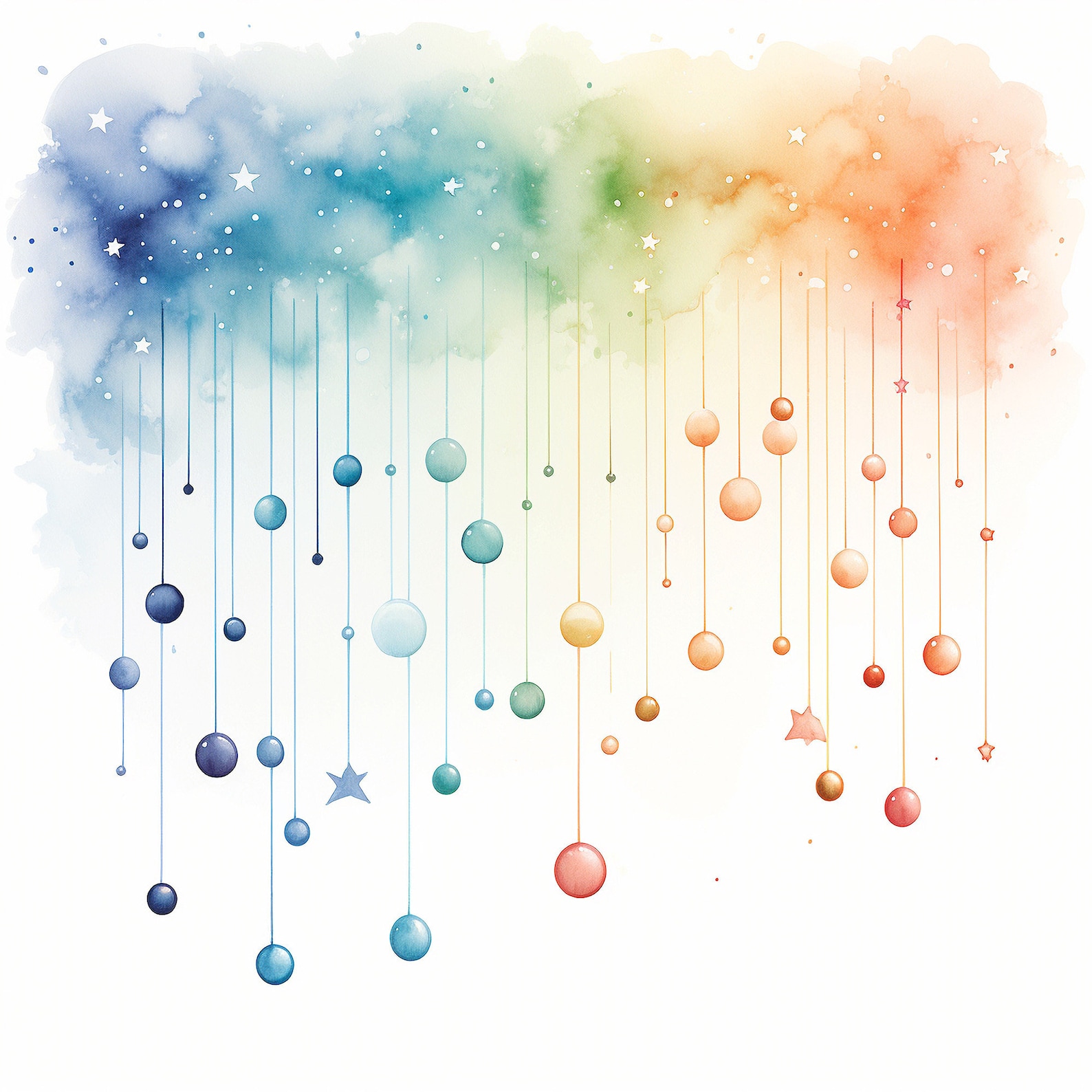 Clipart Rainbow Clouds, Raining, Rain Drops, Watercolor, Hi-res JPEG - Etsy