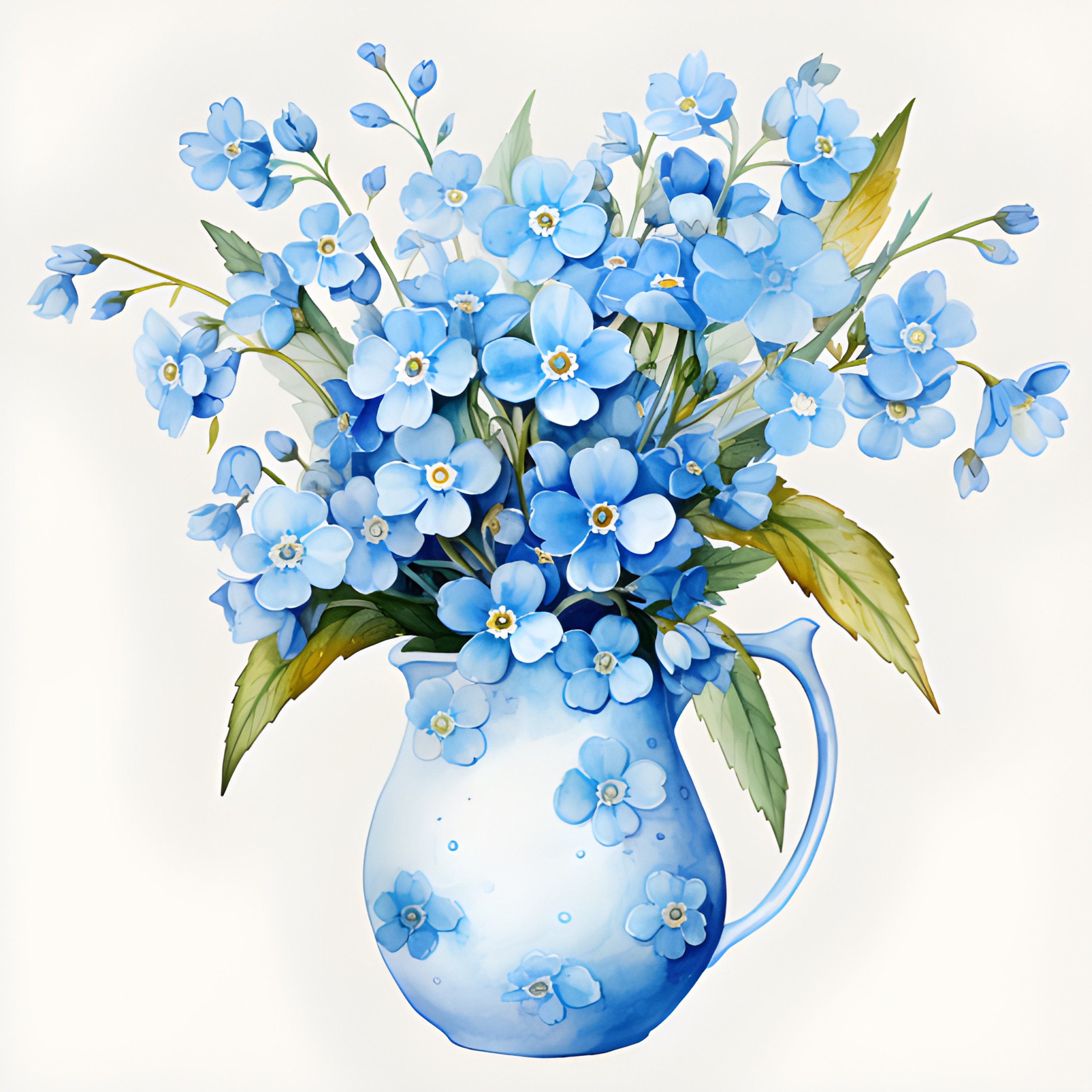 Forget Me Not, Flowers, Watercolor 3 Hi-res JPEG - Etsy