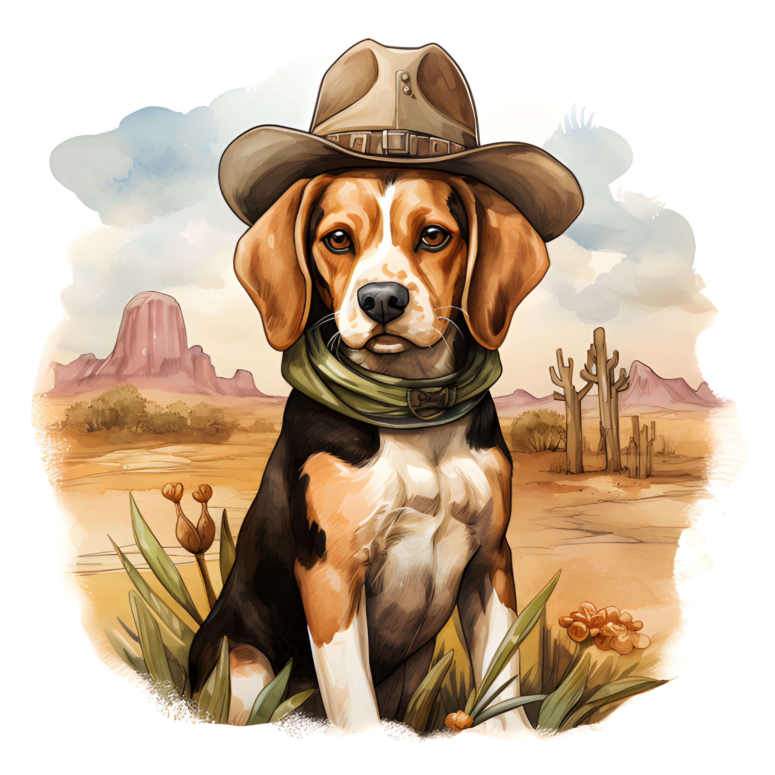Clipart Beagle, Dog, Cowboy, Hat, Watercolor, 3 Hi-res JPEG - Etsy