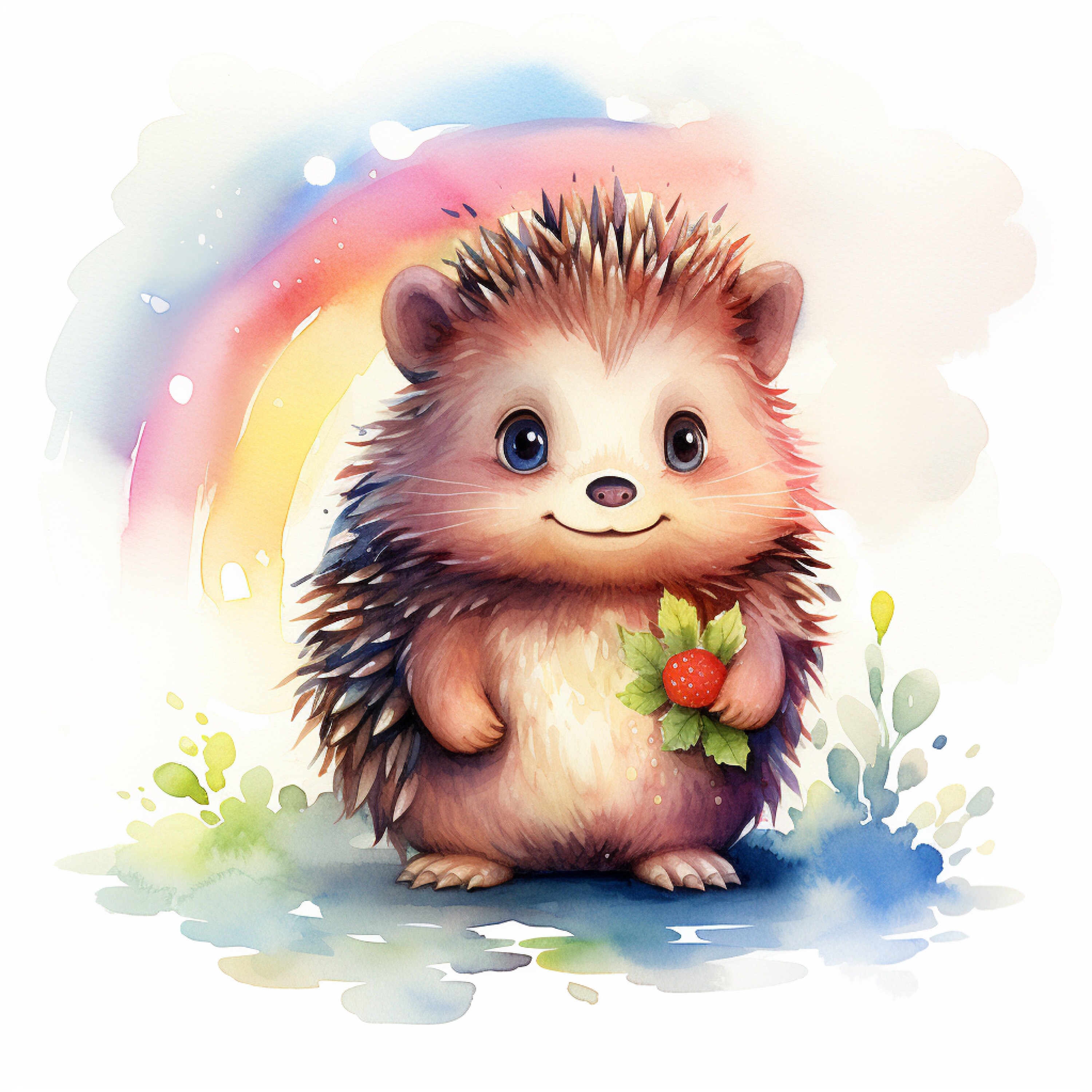 Clipart Hedgehog Rainbow Watercolor 3 JPEG - Etsy