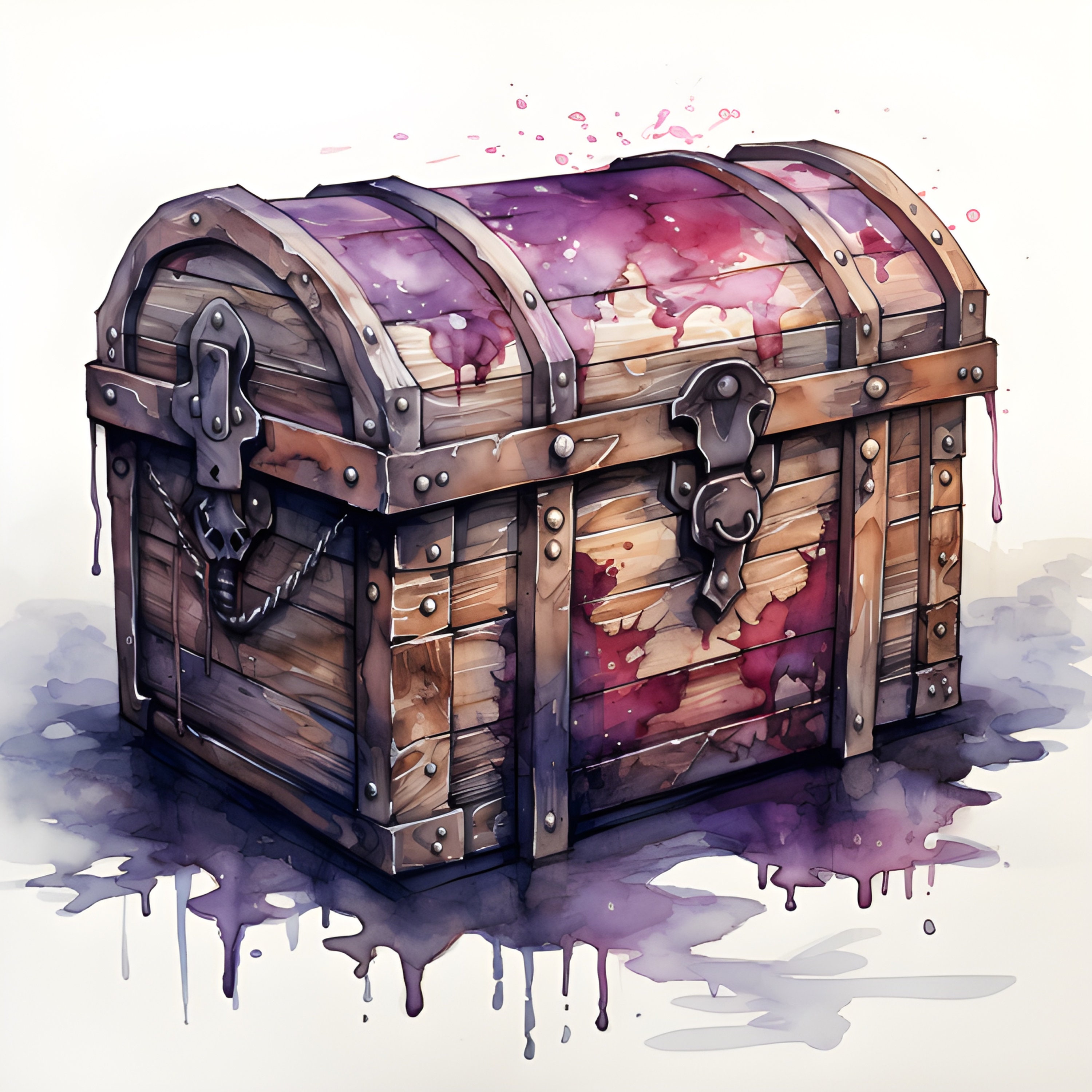 Clipart Old Mystery Box, Dangerous, Watercolor, 3 Hi-res JPEG - Etsy