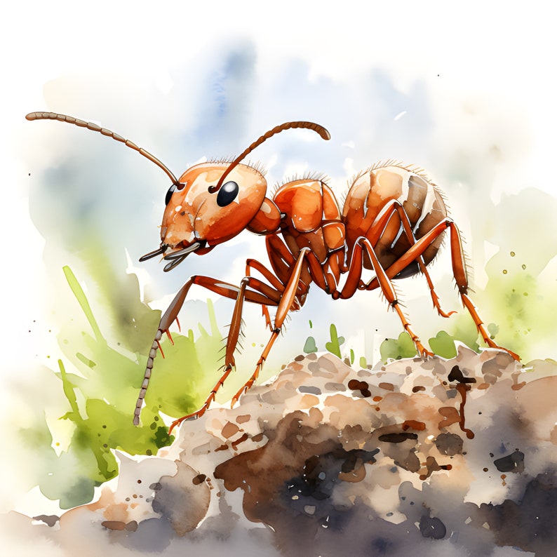 Clipart an Ant, Red, Watercolor, 3 Hi-res JPEG - Etsy
