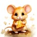 Clipart Little Mouse With Cheese, Watercolor, 3 Hi-res JPEG - Etsy