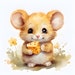 Clipart Little Mouse With Cheese, Watercolor, 3 Hi-res JPEG - Etsy