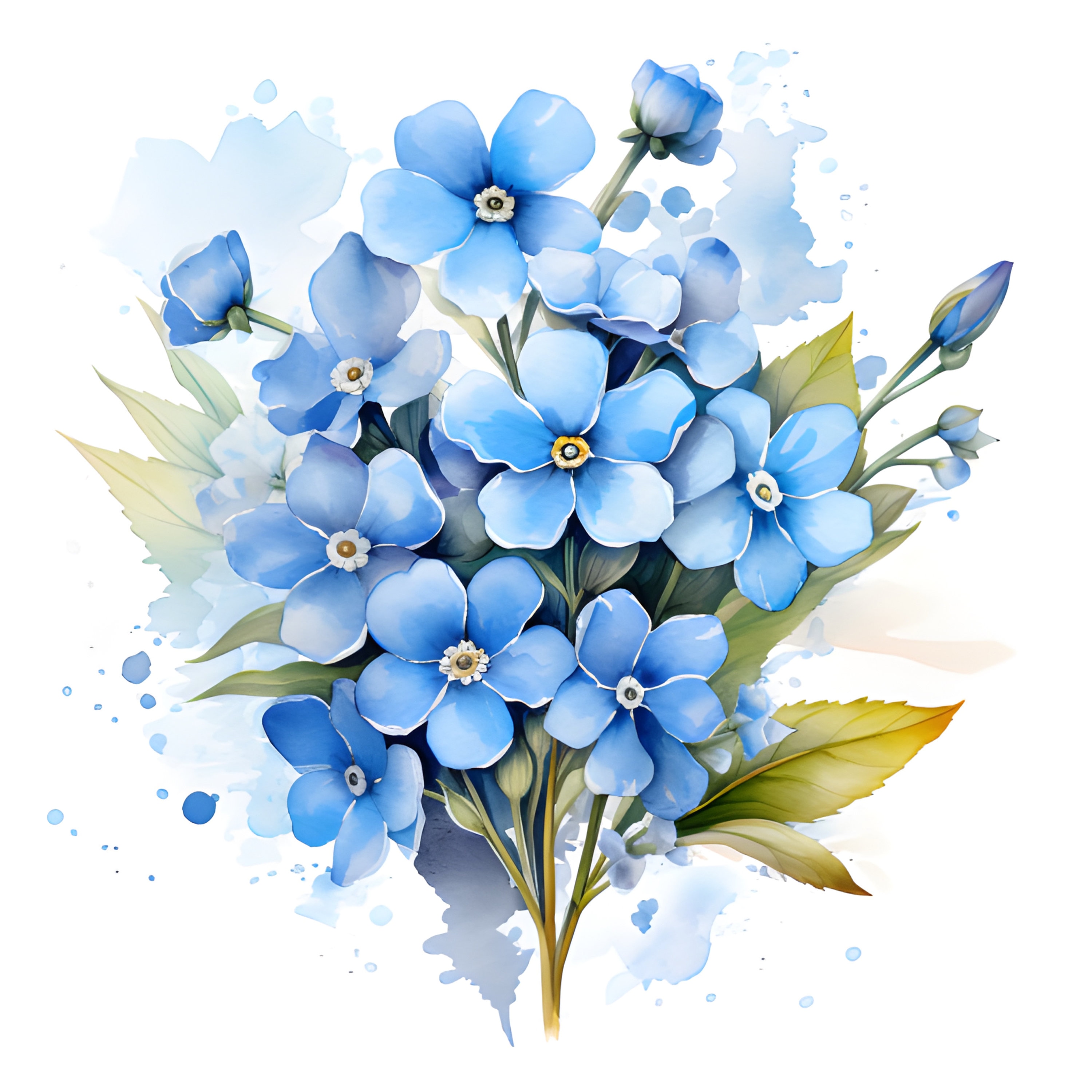 Forget Me Not, Flowers, Watercolor 3 Hi-res JPEG - Etsy