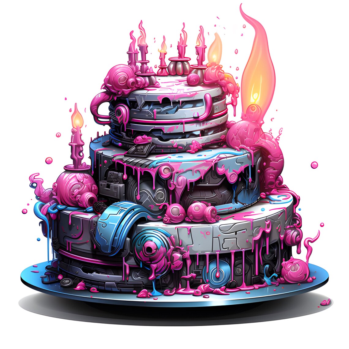 Clipart Birthday Cake Cyberpunk 3 Hi-res JPEG - Etsy